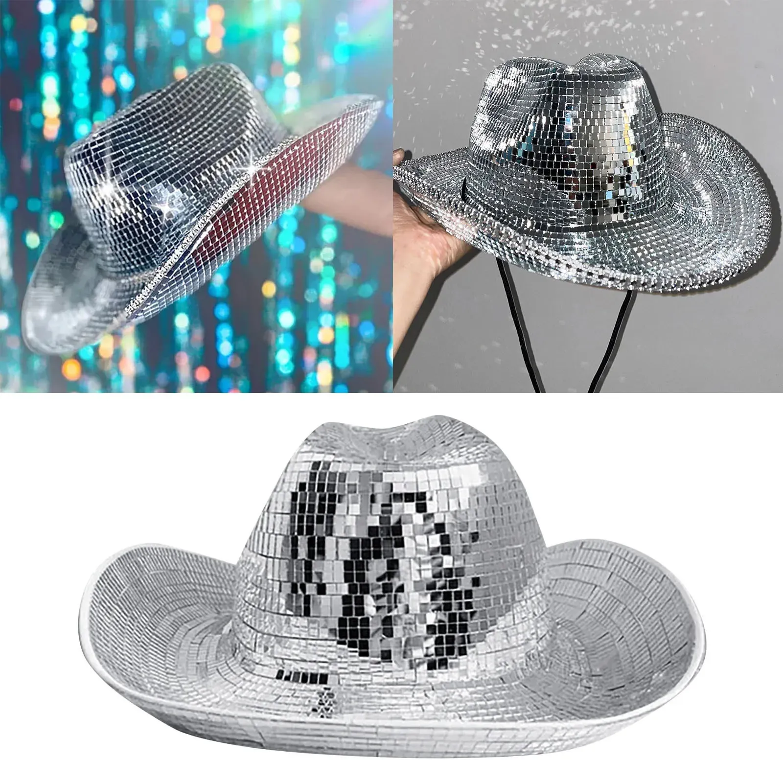 DHgate.com:Glitter Mirror Disco Ball Hat: Retro Cowboy Cowgirl Party ...