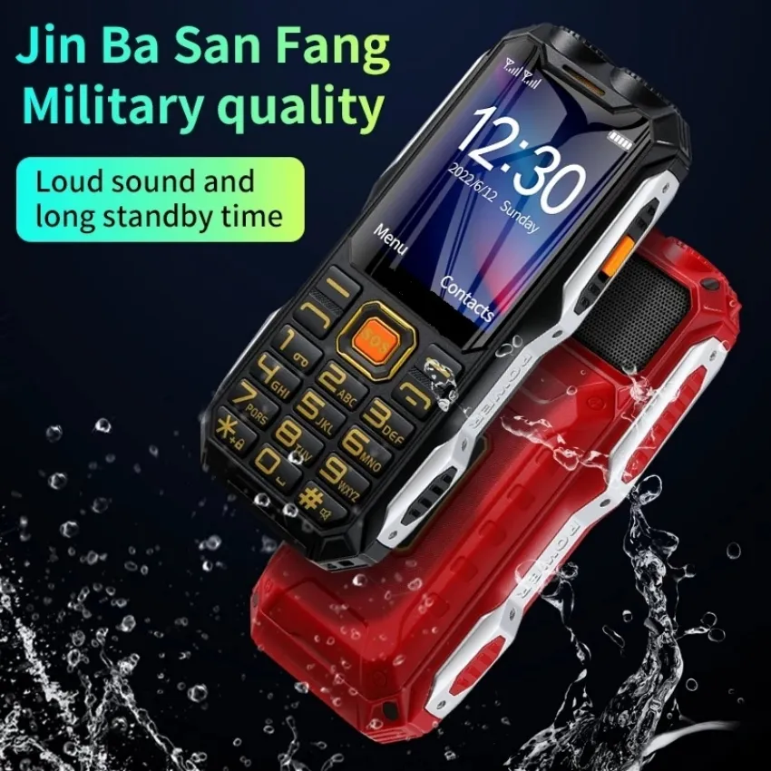 Outdoor Quad Band GSM 2G Cell Phone: Rugged Mobile Phone with Big Battery, Double Flashlight, 2. ...