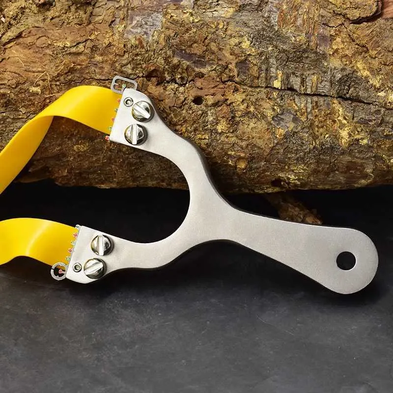Hunting Slingshots 2023 New Alloy Slingshot Doub Wire Flat Ather Band ...