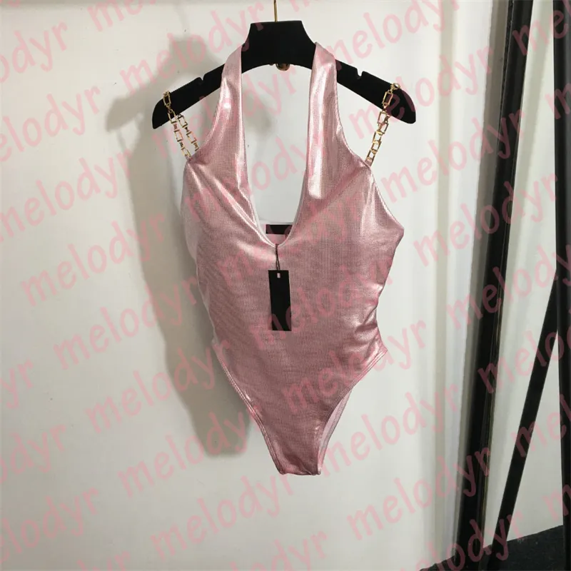 Shiny Sequin Chain Sling Bikini Set With Deep V Neck And Backless Thong ...