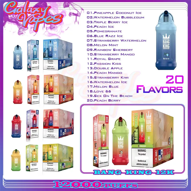 Authentic Bang King 12k Puff Disposable Vapes Pen 0% 2% 3% 5% Strength ...