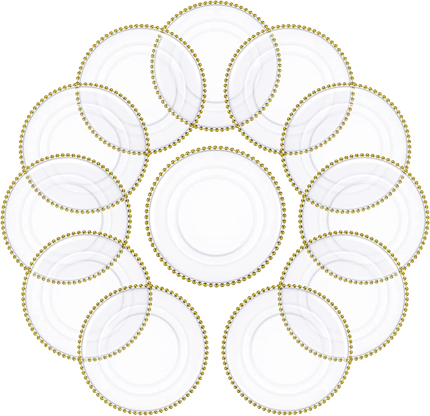 Elegant Glass Dinnerware Set - European Style Clear Plates with Gold ...