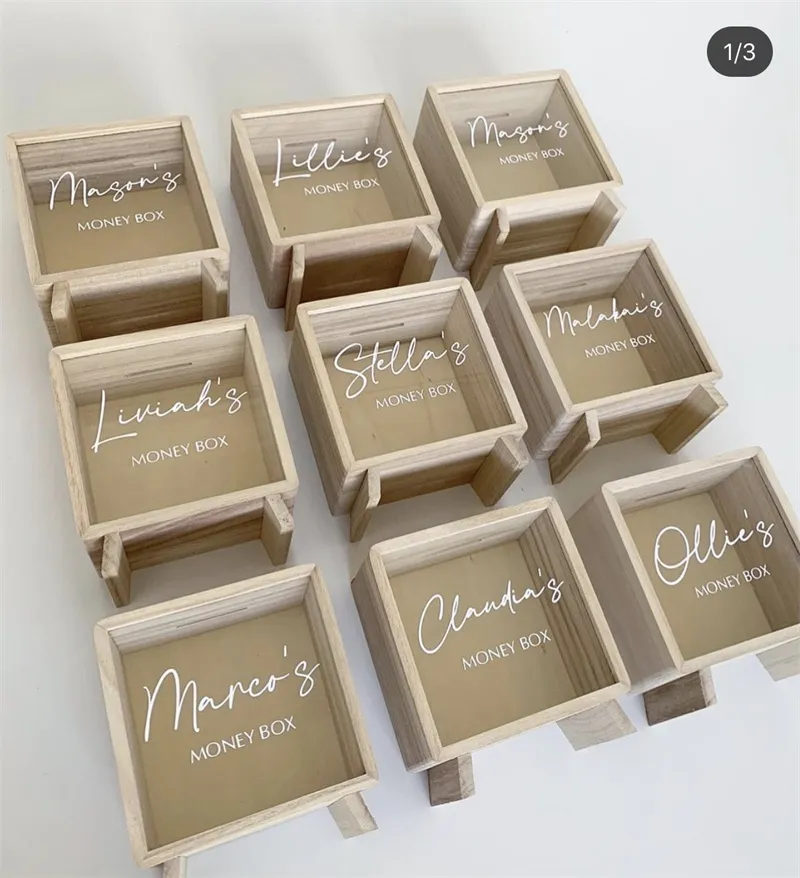 Wooden Coin Banks | Shadow Box Piggy Bank Wood Money Box Frame For Cash ...