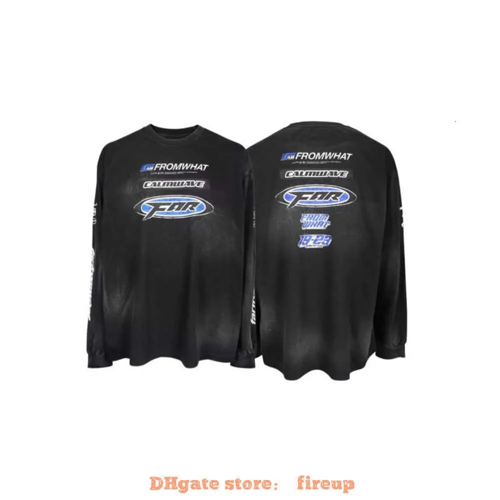 DHgate.com:Far Archive Washed Old Loose Print T-shirt - Black - 100% ...