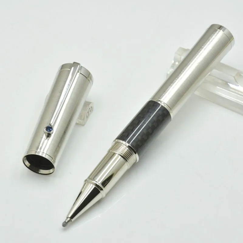 Premium Silver Fiber Black Carbon Rollerball Pen - Smooth Writing, High ...