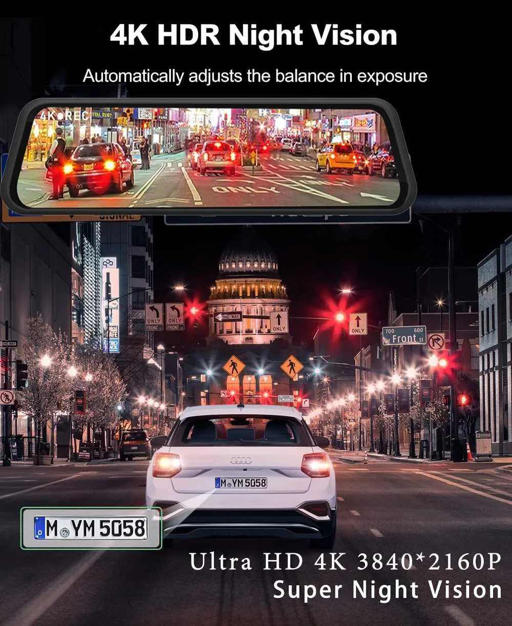 Auto DVRs Auto DVR 4K 2160P Carplay Android Auto 5G WIFI GPS Dash Cam ...