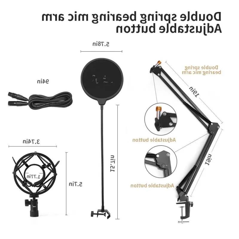 Studio Microphone Set Professional XLR Condenser Mic Kit For Podcast ...