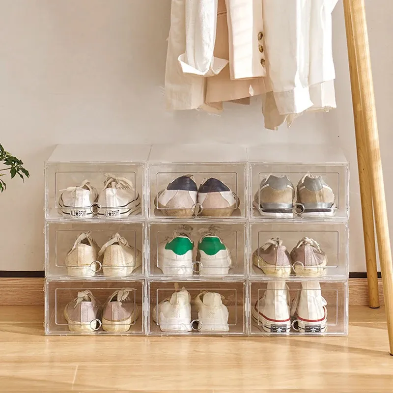 Clear Plastic Shoe Storage Boxes For Slippers, Sneakers, And Shoes ...