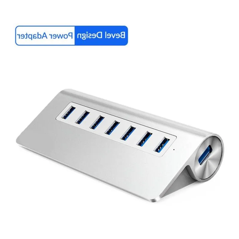 Aluminum 7-Port USB 3.0 SuperSpeed Hub with 12V Power Adapter & 33Ft ...