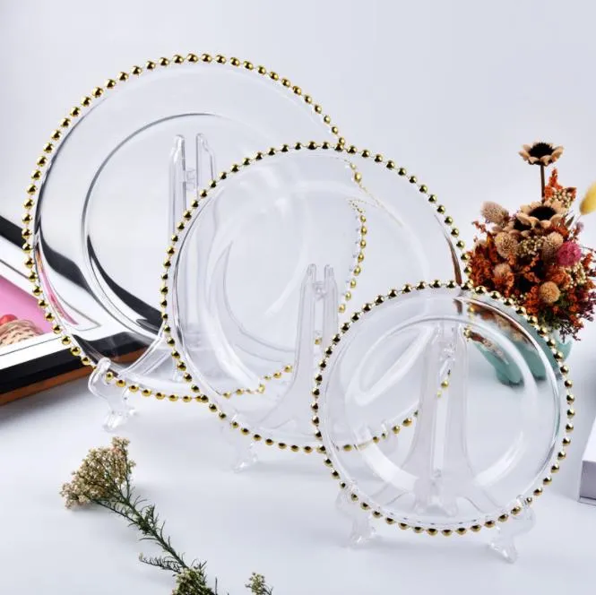 Elegant Gold Beaded Crystal Glass Plates - European Style Dinnerware ...