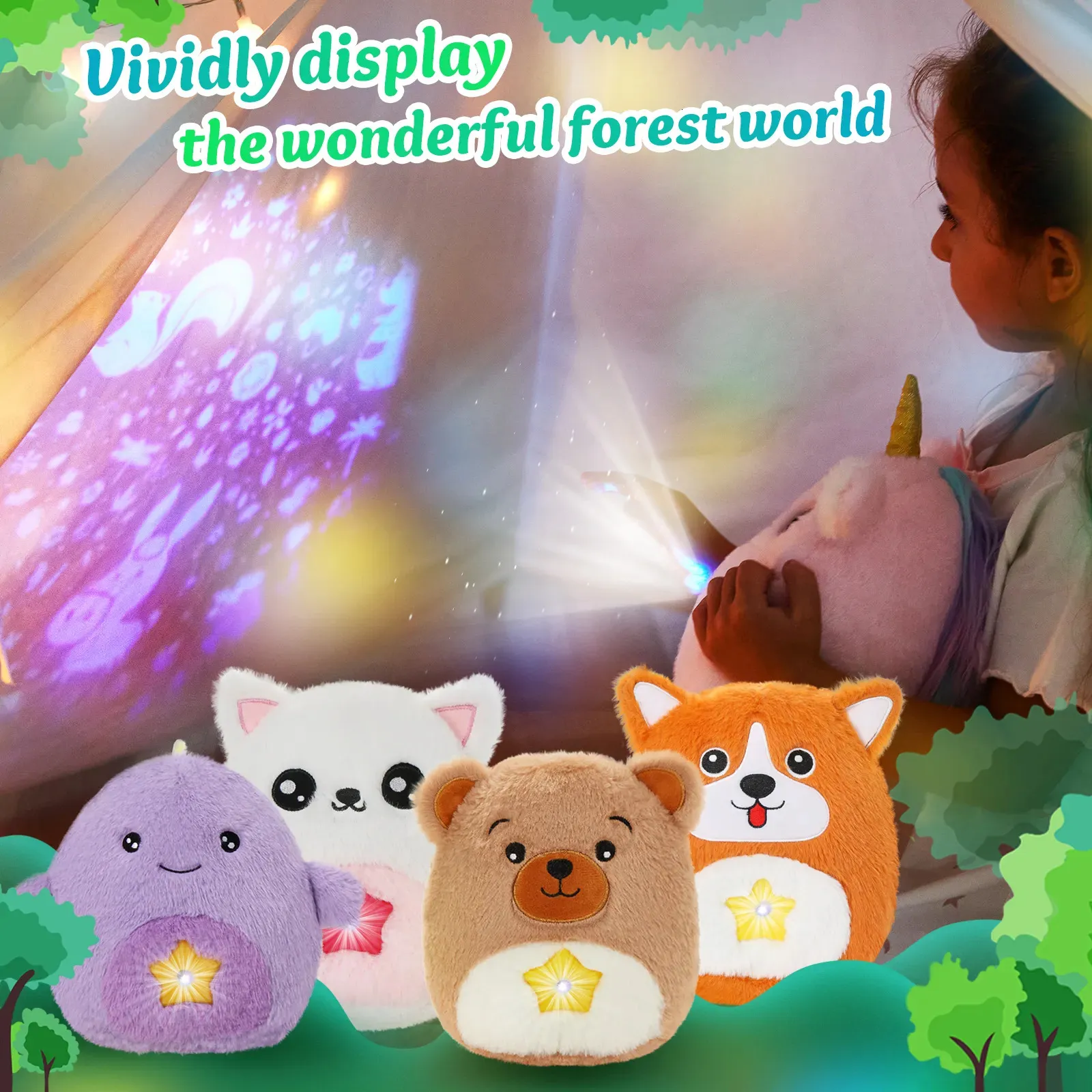 Light Up Stuffed Animal: 28cm Projector Plush Toy, Glowing Unicorn ...