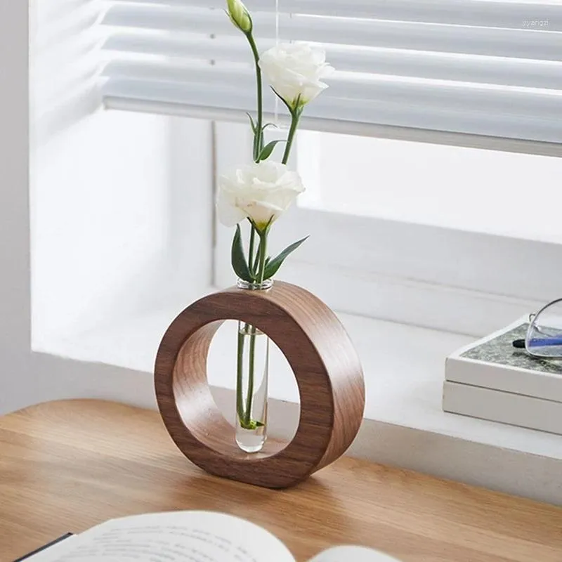 Tabletop Flower Base Wooden Flower Vase With Test Tube And Glass ...
