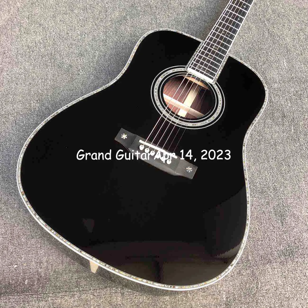 Custom Dreadnought D Body Solid Rosewood Back Side Black Acoustic ...