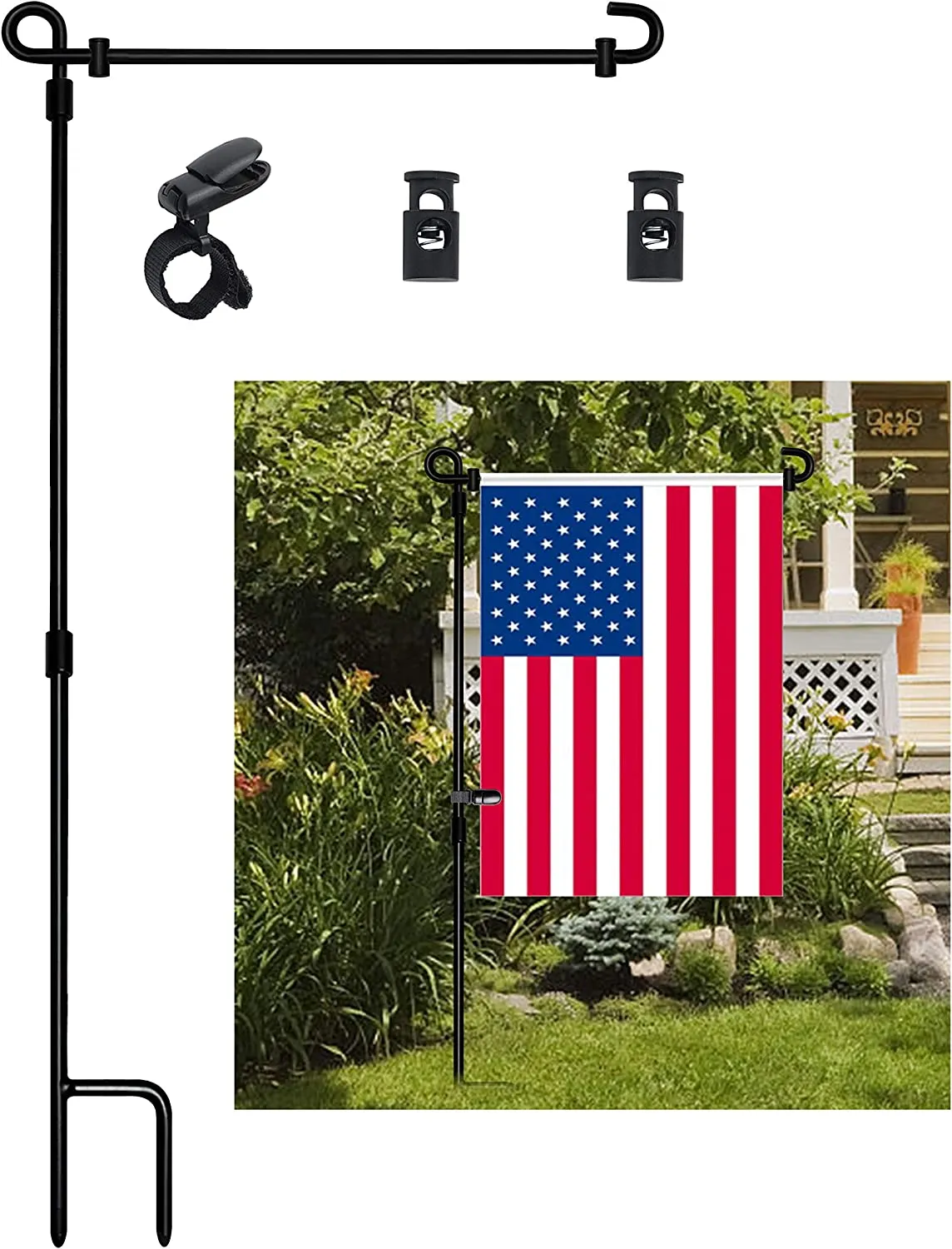 Flag Pole For Porch Premium Metal Garden Flag Stand With Durable Black ...