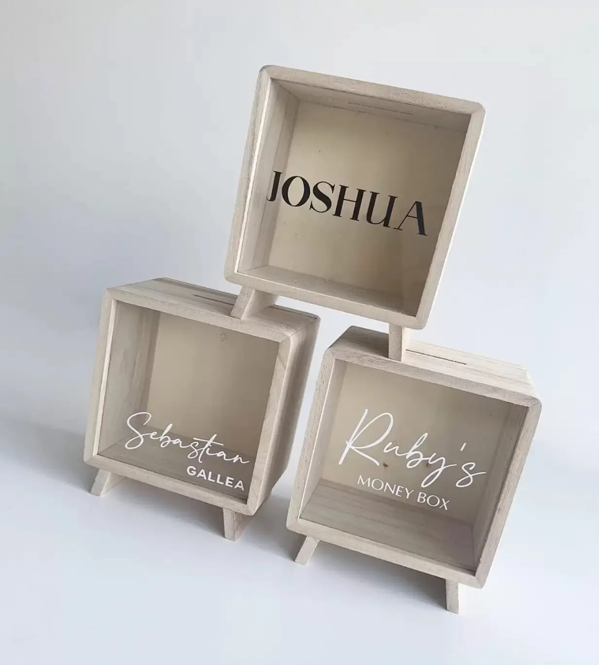 Wooden Coin Banks | Shadow Box Piggy Bank Wood Money Box Frame For Cash ...