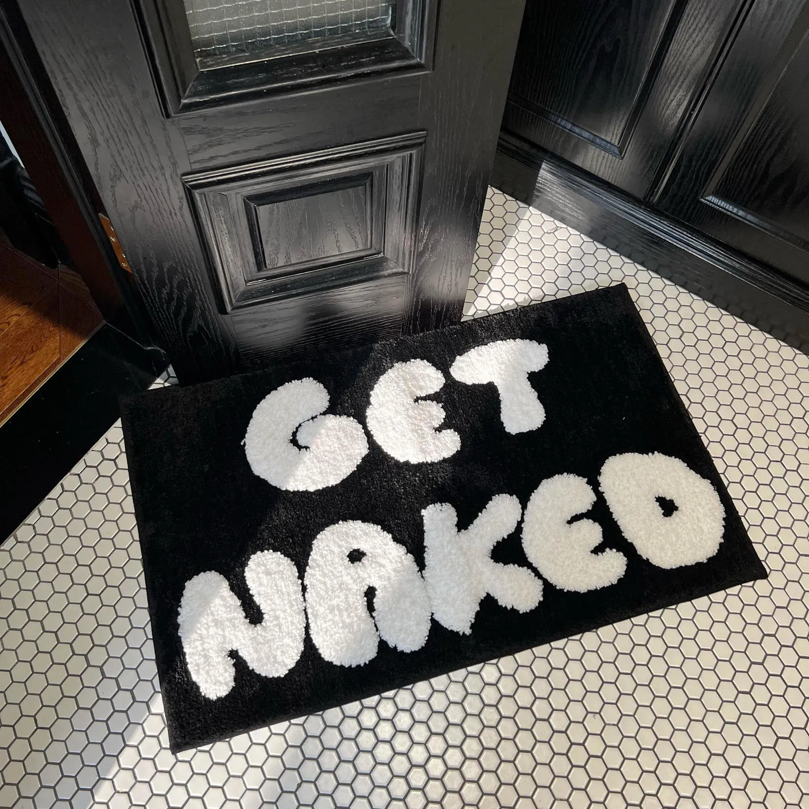 Soft & Absorbent Tufted Funny Letters Bath Mat For Bathroom, Bedroom ...
