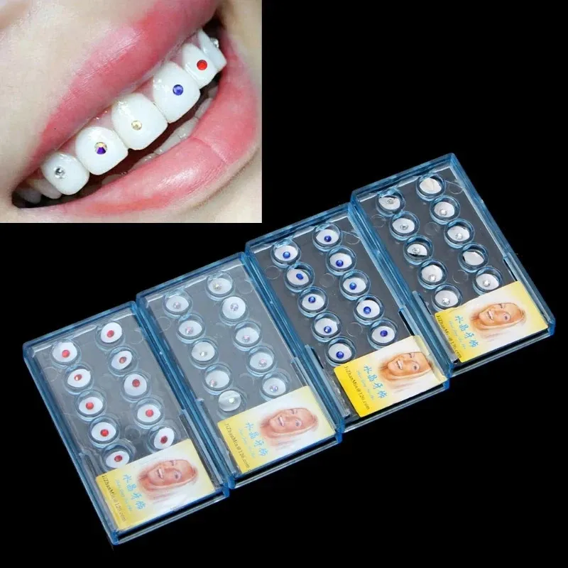 4-Color Shiny Acrylic Teeth Decoration Set - Glittering Party Oral ...