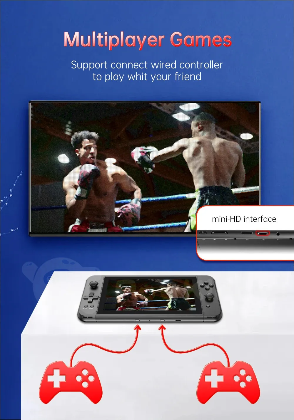 POWKIDDY X70 Handheld Retro Game Console, 7 HD Screen, 2-Player, 231114 ...