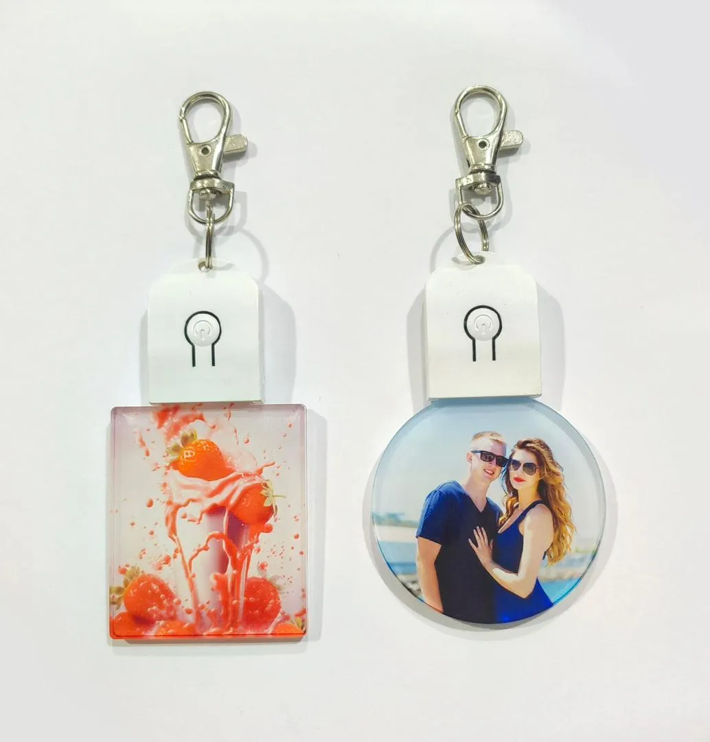 Wholesale Changing Sublimation LED Keychain With Print On Acrylic Sheet ...