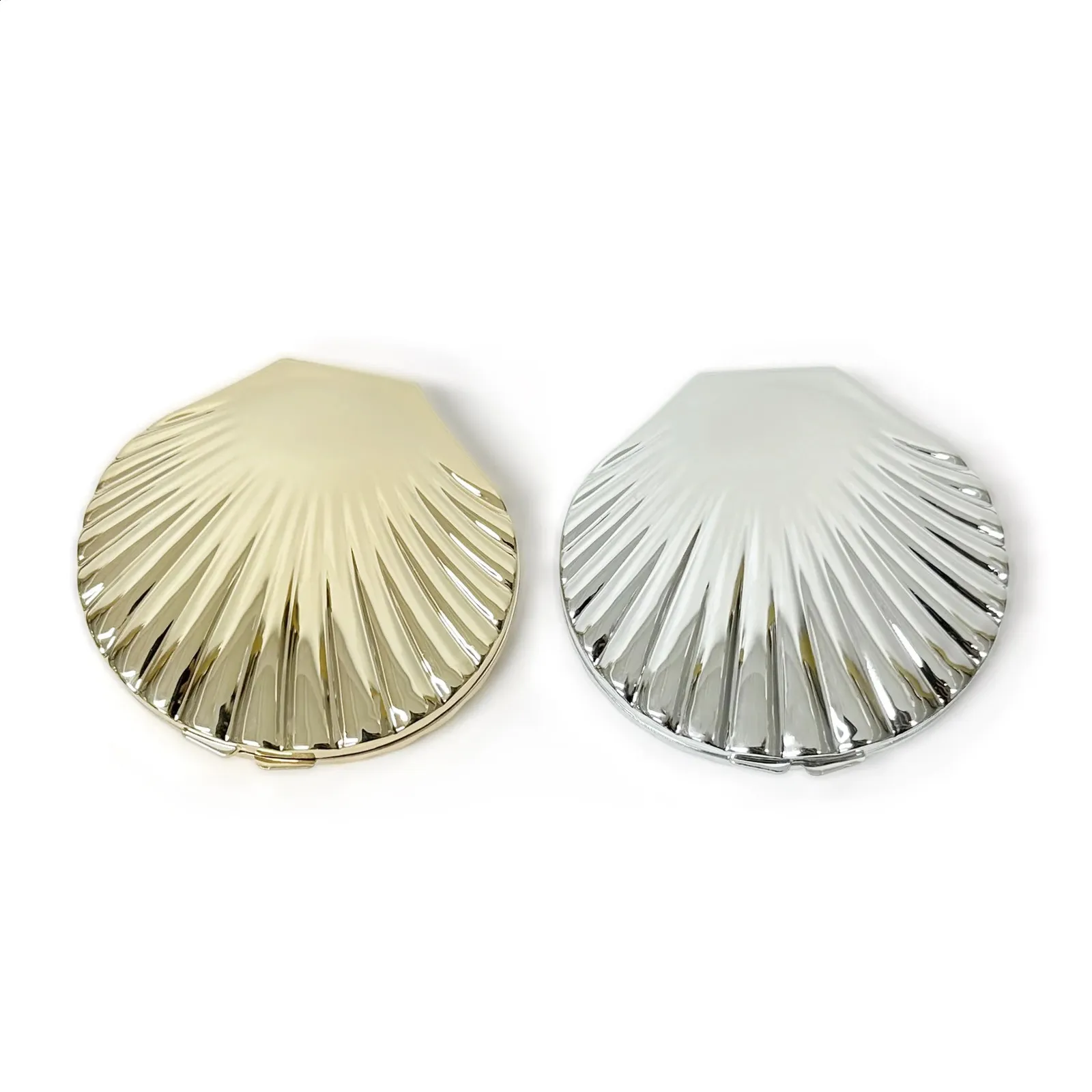 Shell Shaped Compact Mirror - Double Sided Makeup Mirror, Portable Hand ...