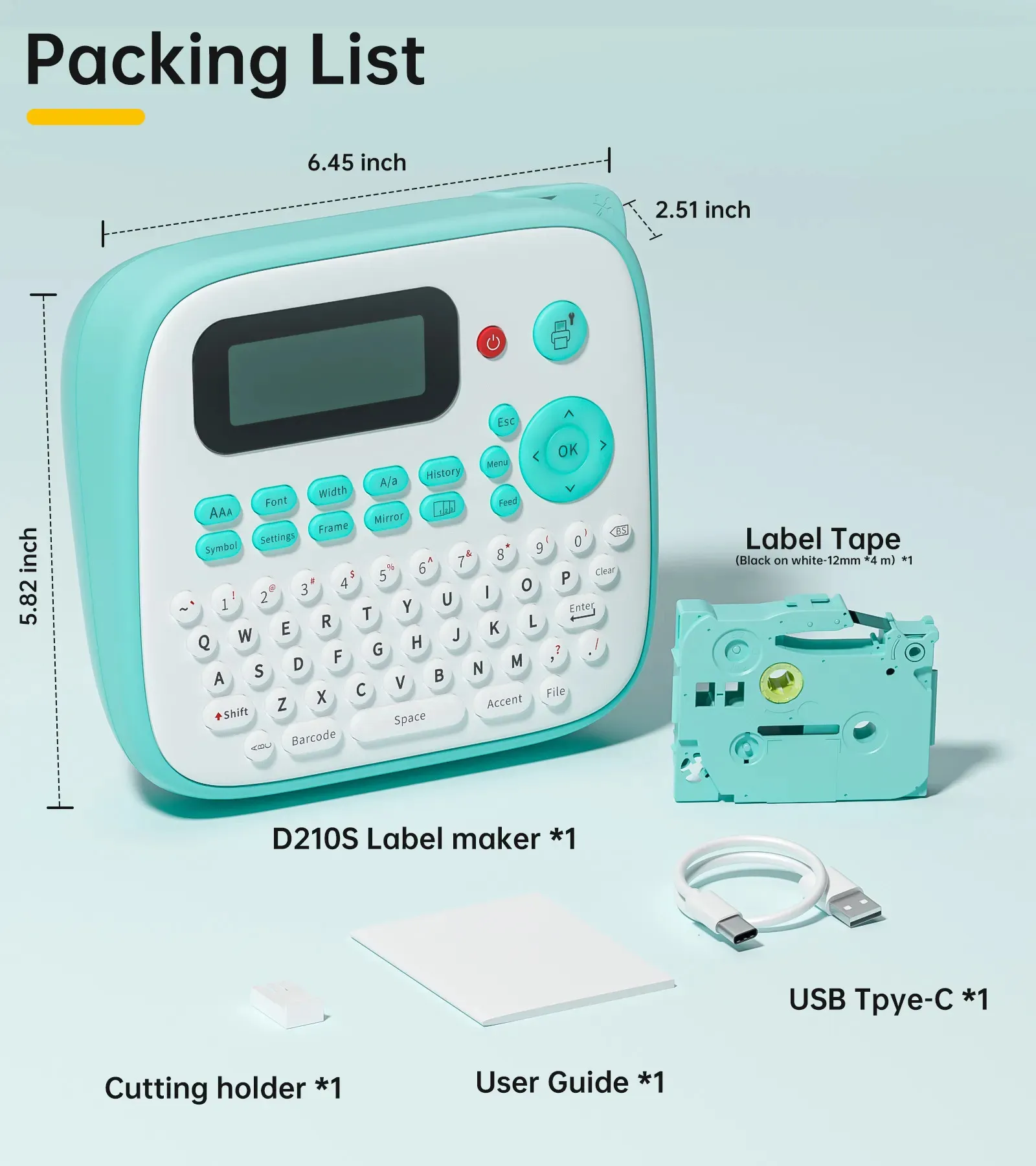 DHgate.com:Vixic D210S Label Maker, 12mm Portable Handheld Labeling ...