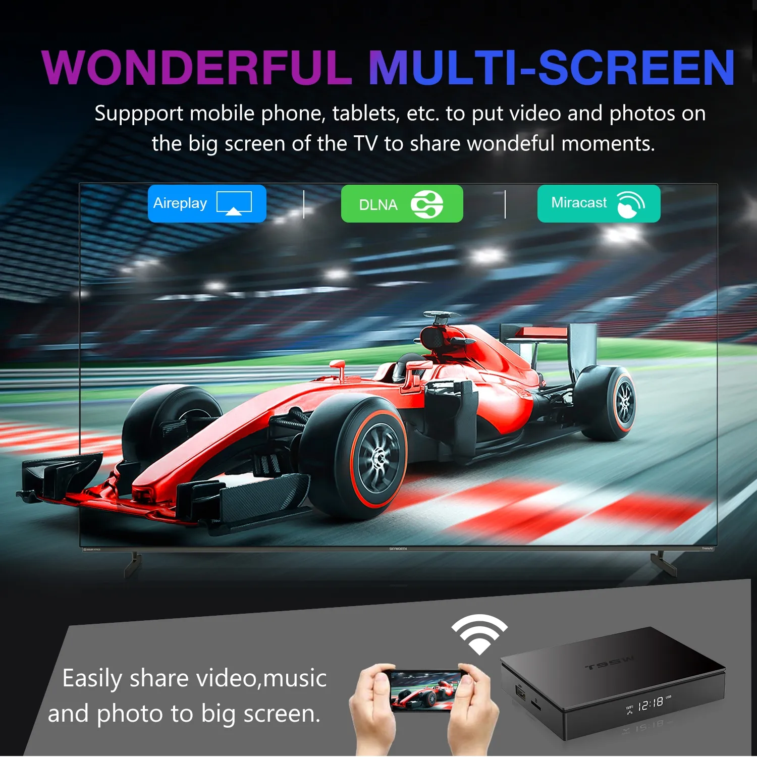 Android TV Box 4K: T95W Smart TV Box Android TV 11, Amlogic S905W2, 4GB ...
