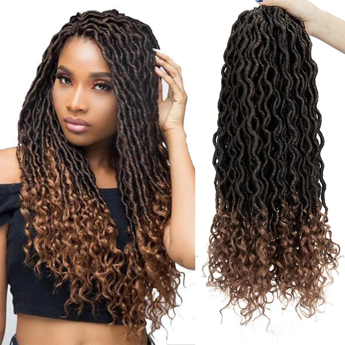 Deep Wave Wavy Faux Goddess Locs Crochet Micro Locs With Extensions ...