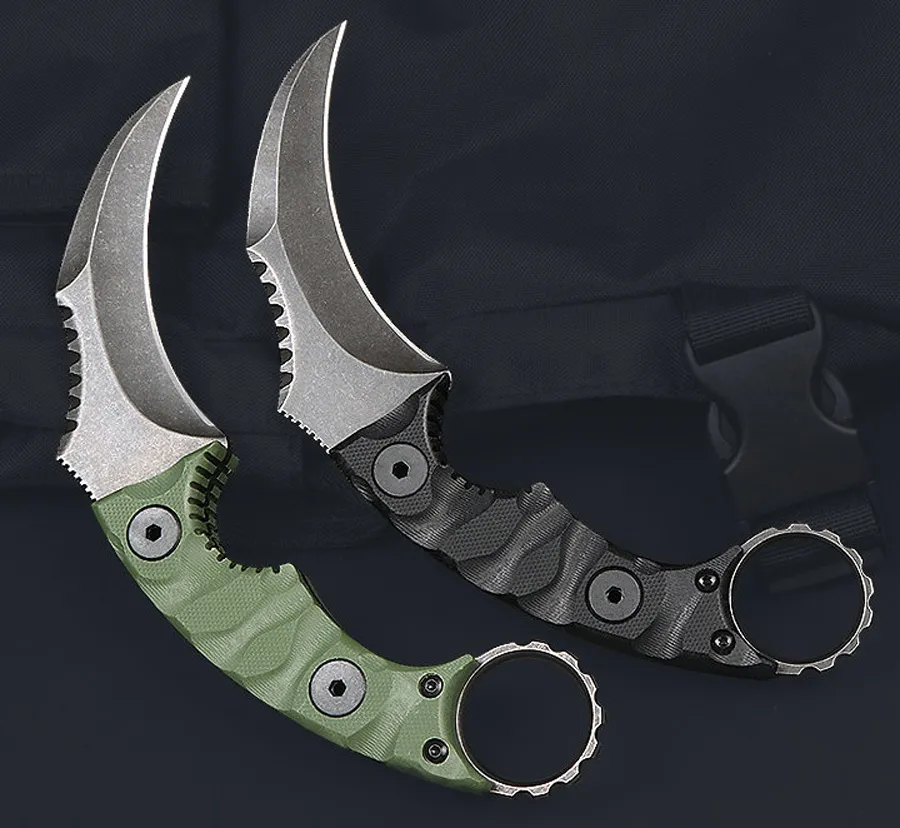 Stone Washing Knives Karambit Claw Knife: D2 Steel, Full Tang, G10 ...