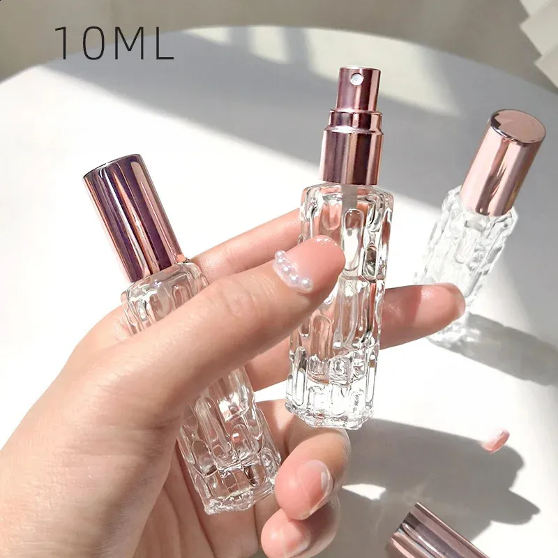 Portable 10ml Rose Gold Glass Mini Perfume Sample Bottles Refillable ...