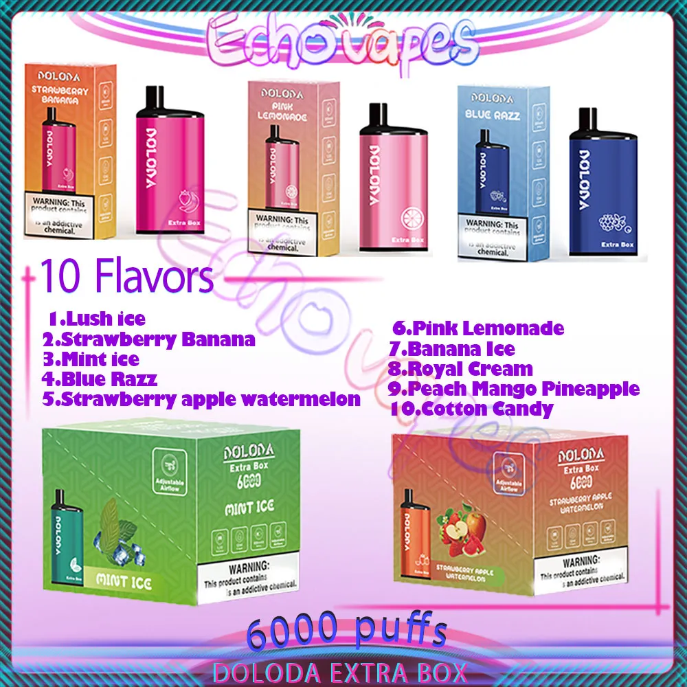 Original DOLODA EXTRA BOX 6000 Puff Disposable Vapes Pen 12ml Pre ...