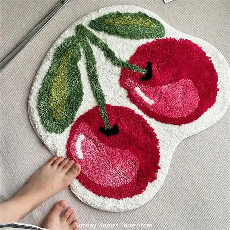 DHgate.com:Soft Cherry Shape Tufted Rug, Absorbent Fluffy Door Mat for ...