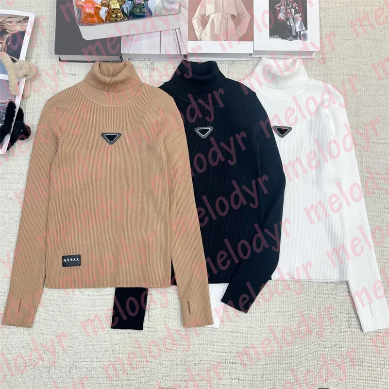 Designer High-Neck Knit Triangle Long-Sleeve Sweater for Women from ...