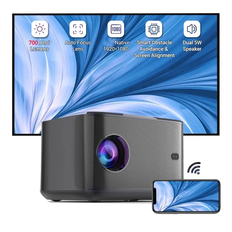 Mini Portable Projector: Full HD 1080P WiFi Android Smart Projector For ...