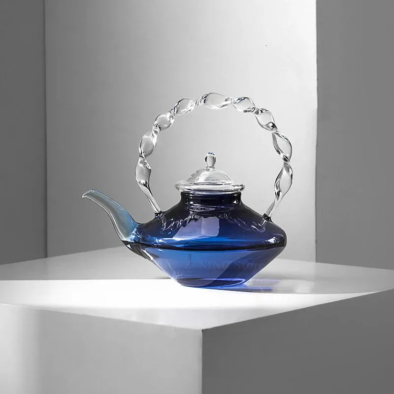 DHgate.com:Heat-Resistant Blue Glass Teapot with Mesh Filter for Loose ...