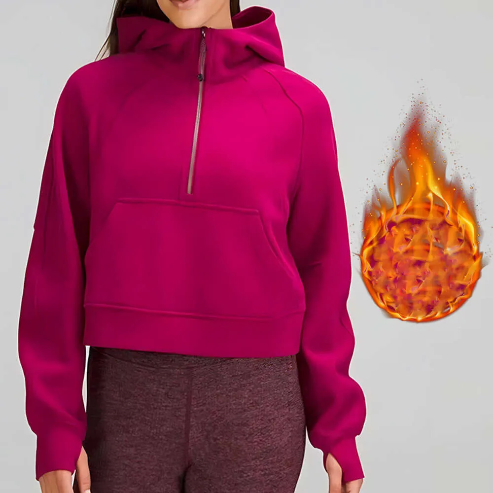 Cozy Plush Half Zip Pullover - Women's Autumn/Winter Short Hoodie ...