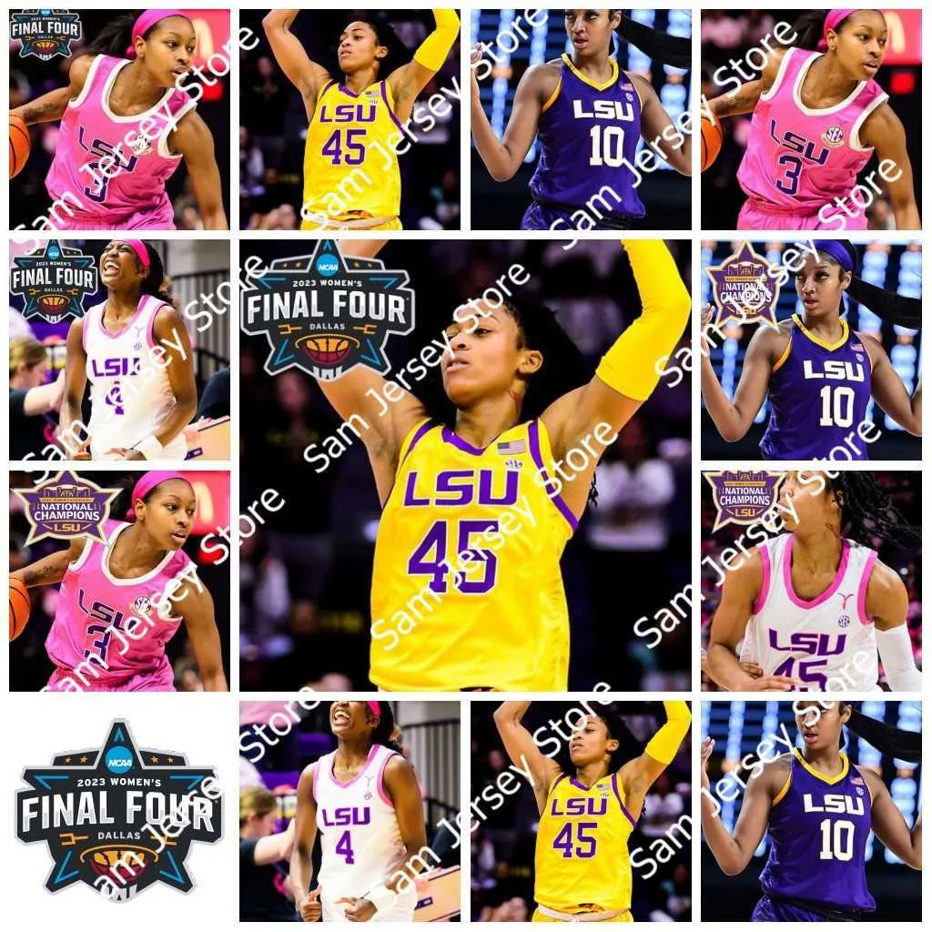 2023 Women LSU Tigers Basketball Jersey Angel Reese Last Tear Poa Flau ...