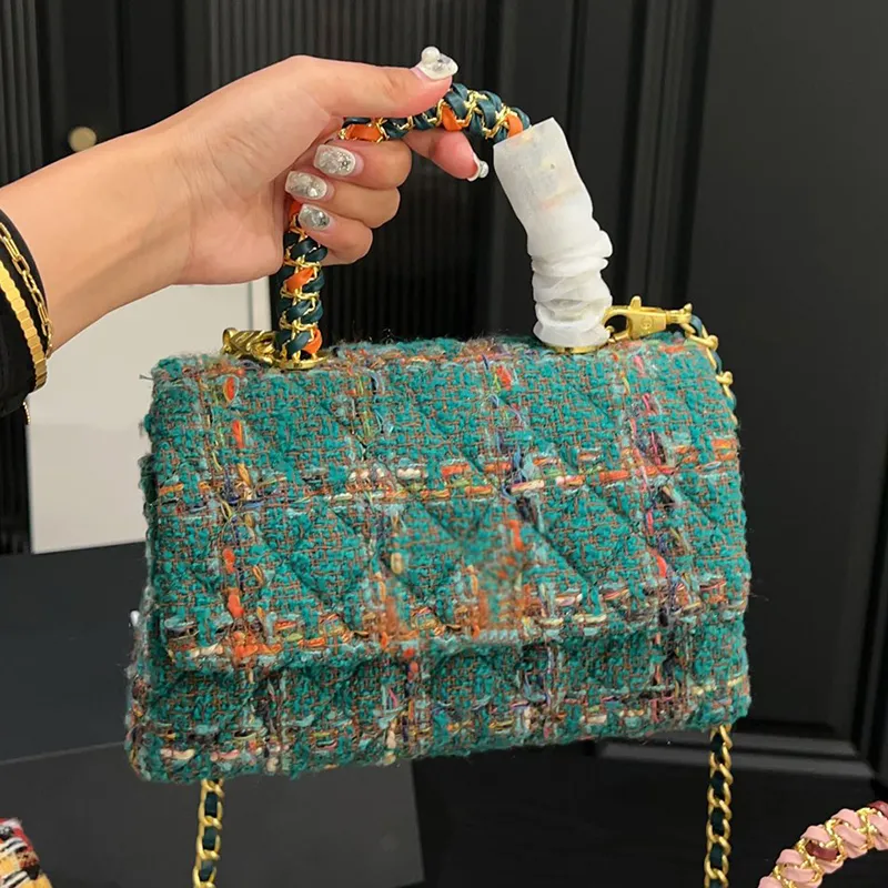 Woven Handbags Elegant Tweed Quilted Shoulder Bag, Chic Houndstooth ...