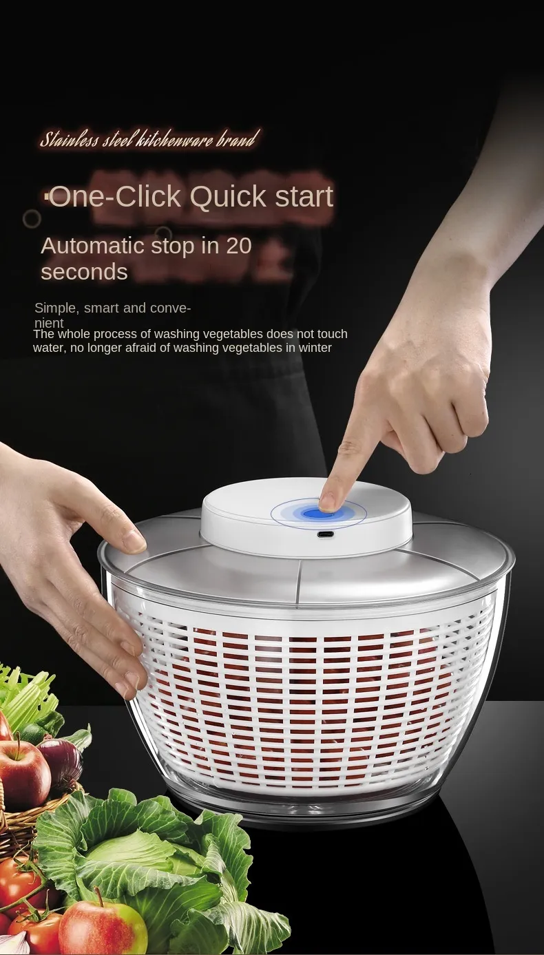 Electric Salad Spinner And Dryer For Food: Fruit Vegetable Dehydrator ...
