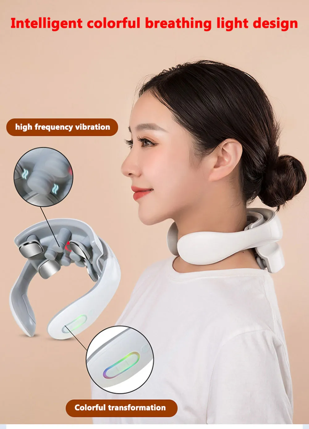 Vibration Neck Massagers Rechargeable Electric Cervical Massager With ...
