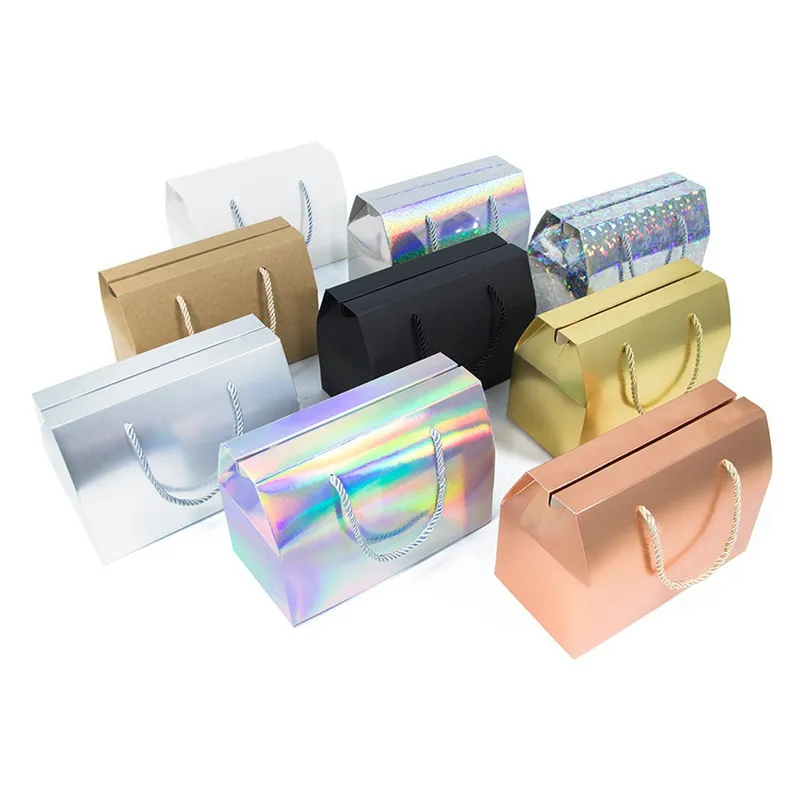 Snowflake Crispy Cake Box Kraft Paper Gift Box With Handle For ...