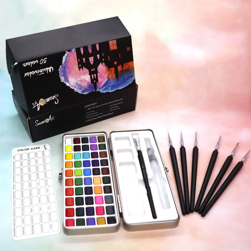 Portable Watercolor Brush Pens Set - Solid Pigment Water Colors for ...