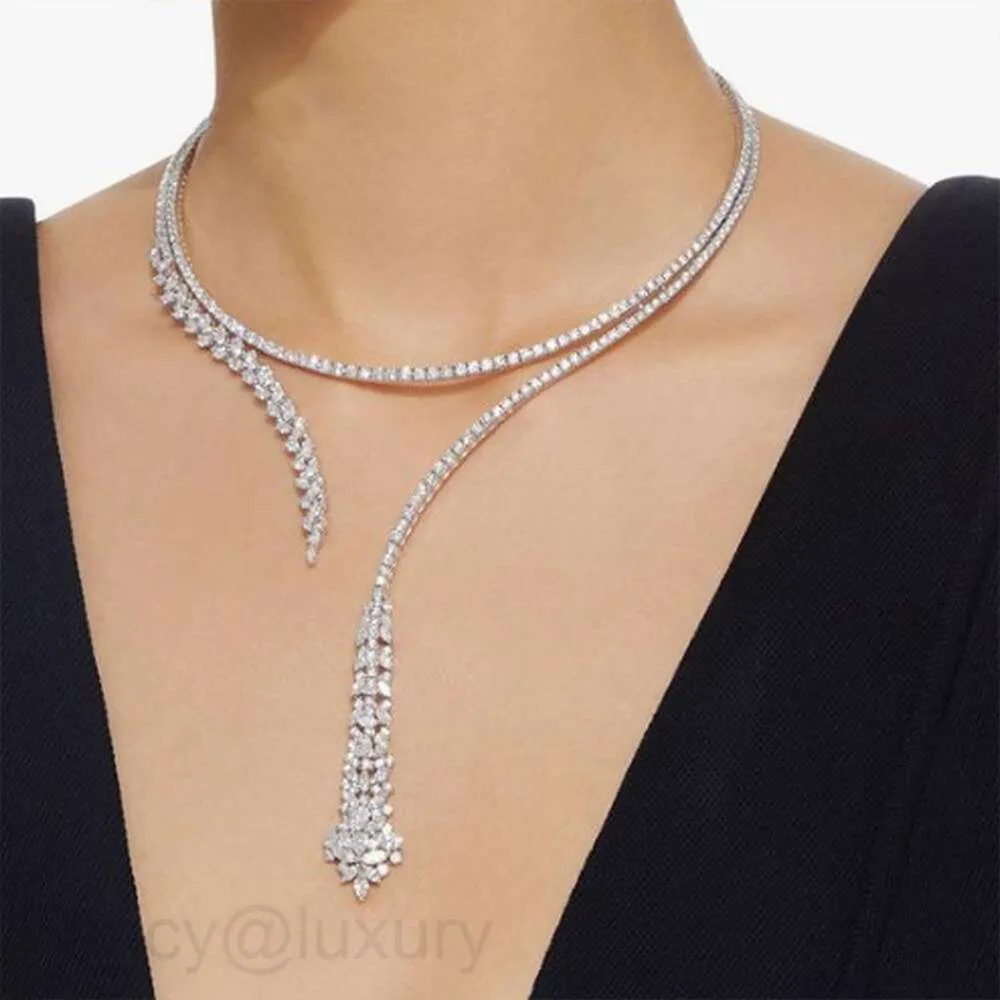 Dazzling Diamond Necklace: 18k Gold Plated 925 Silver, Long Ear Design ...