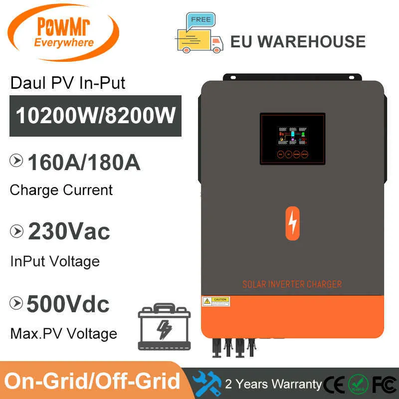 High Efficiency 8.2KW/10.2KW Hybrid Inverter 48V To 220VAC, Dual PV Input, Second Output, Ideal ...