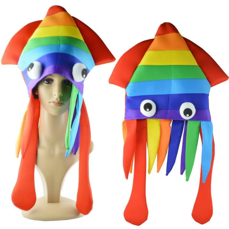 Octopus Hat Party Squid Cap, Colorful Knitted Tentacle Beanie ...