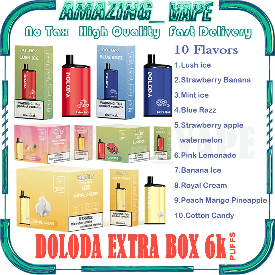 Original DOLODA EXTRA BOX 6000 Puff Disposable E Cigarettes 1.2ohm Mesh ...