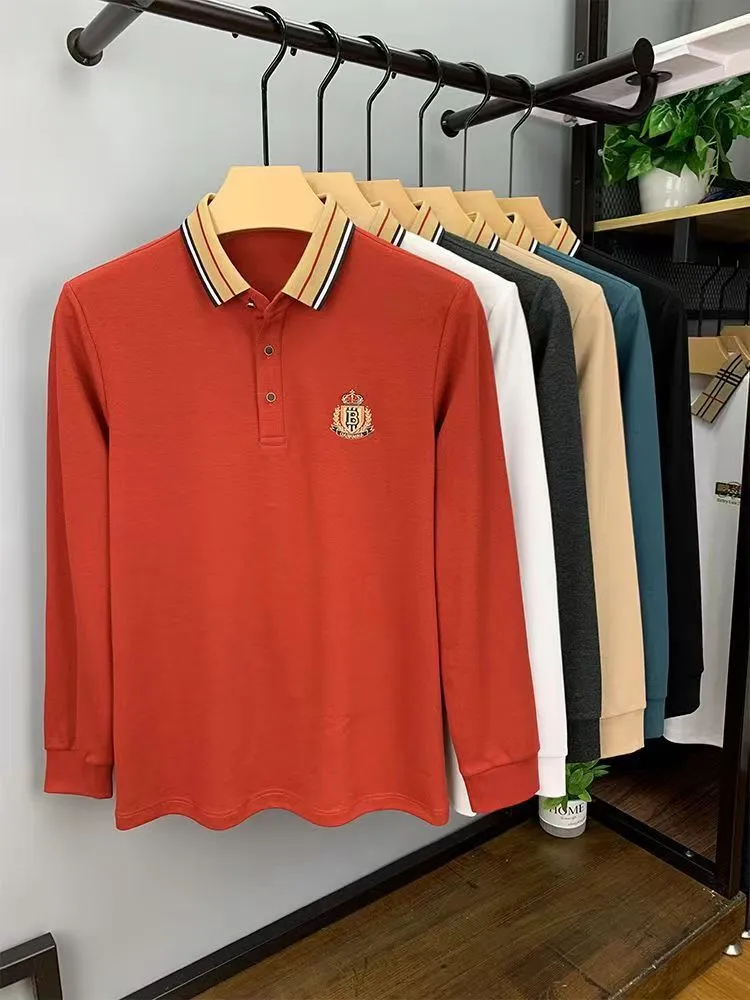 High-End Embroidered Short Sleeve Cotton Polo Shirt for Men - Korean ...