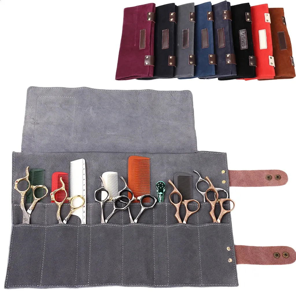 DHgate.com:Pure Leather Scissor Holder Pouch for Hairdressers - Roll-Up ...