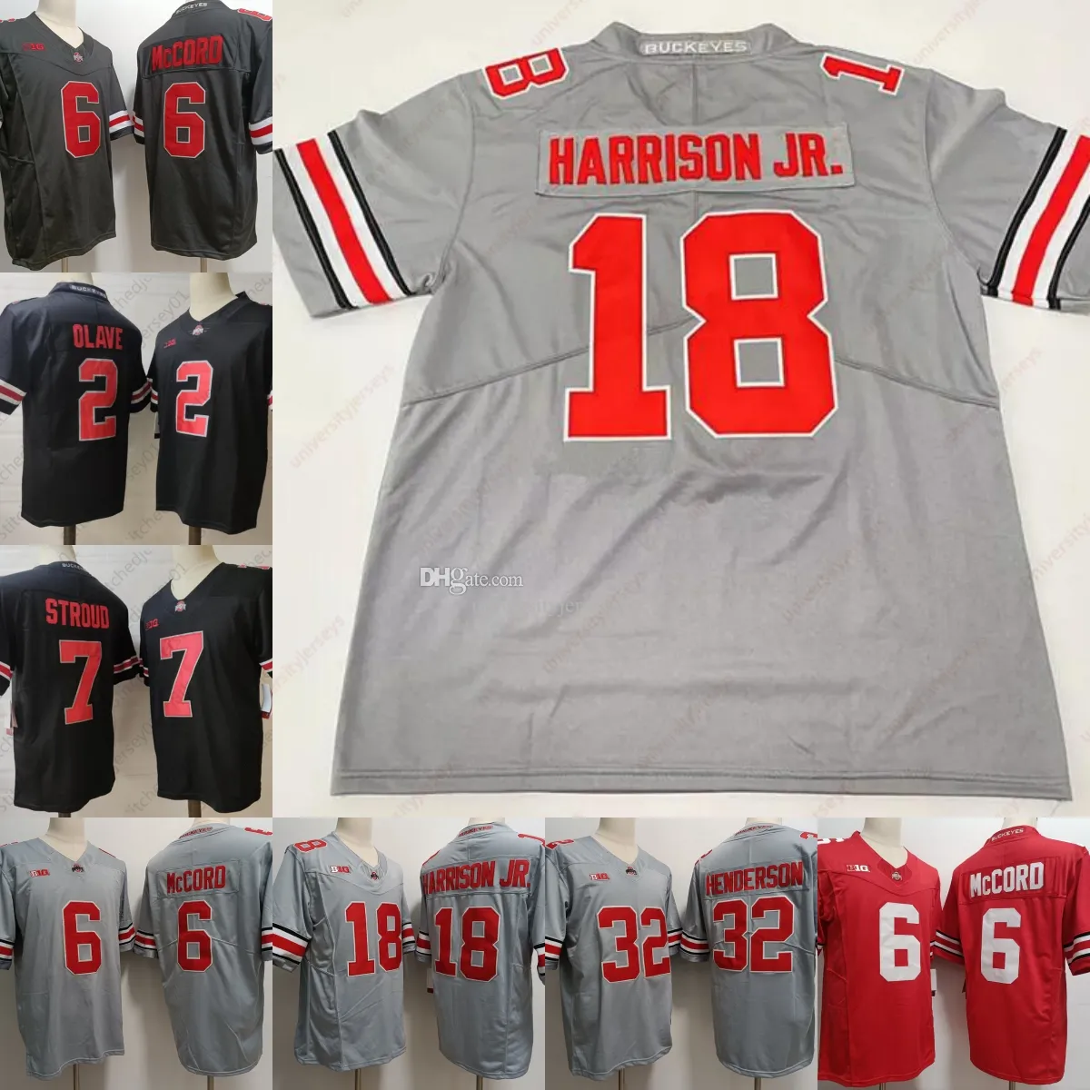 2023 Ohio State Buckeyes OSU College Football Jersey 18 Marvin Harrison Jr. Emeka Egbuka 6 Kyle ...