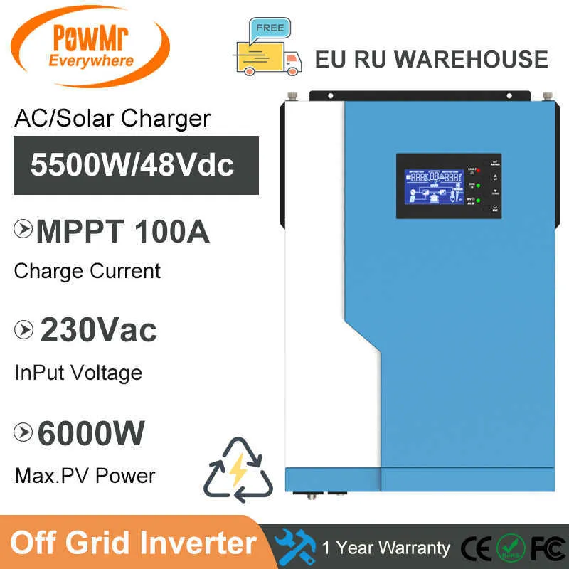 PowMr 5.5KW Hybrid Inverter Solar Off Grid Inverter 48V Built In MPPT ...