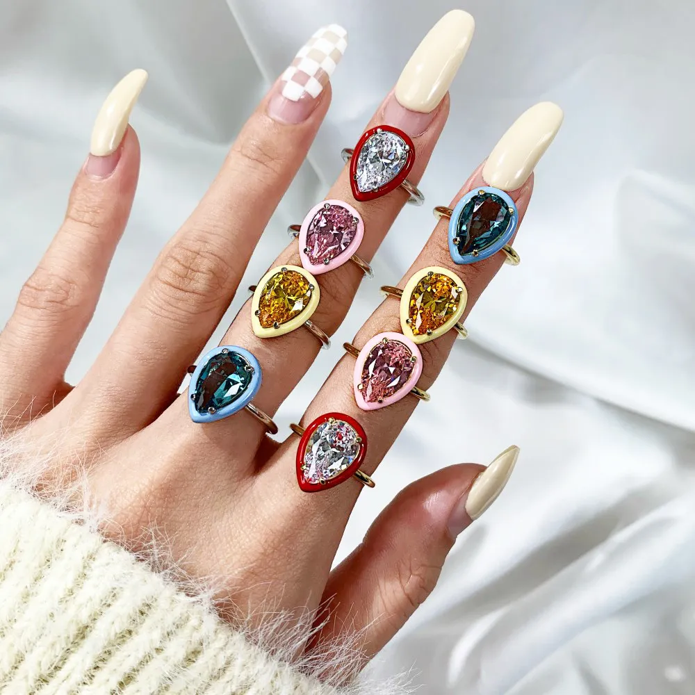 925 Sterling Silver Water Drop Lab Diamond Ring Perfect For Weddings ...